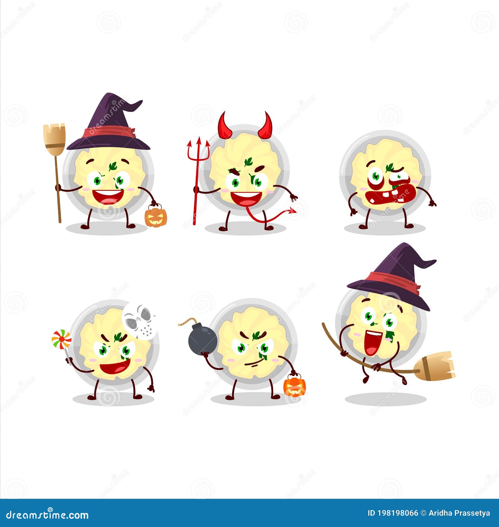 Halloween Expression Emoticons with Cartoon Character of Mashed ...