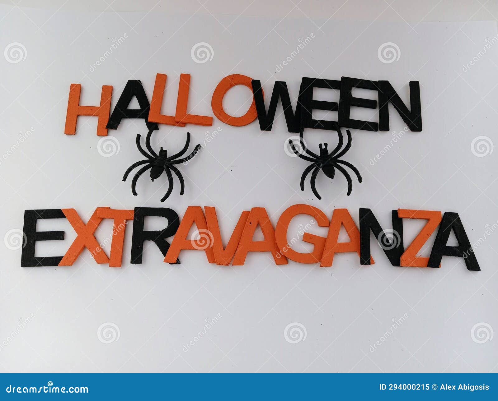 Halloween Extravaganza Sign with Spiders Stock Image - Image of orange ...