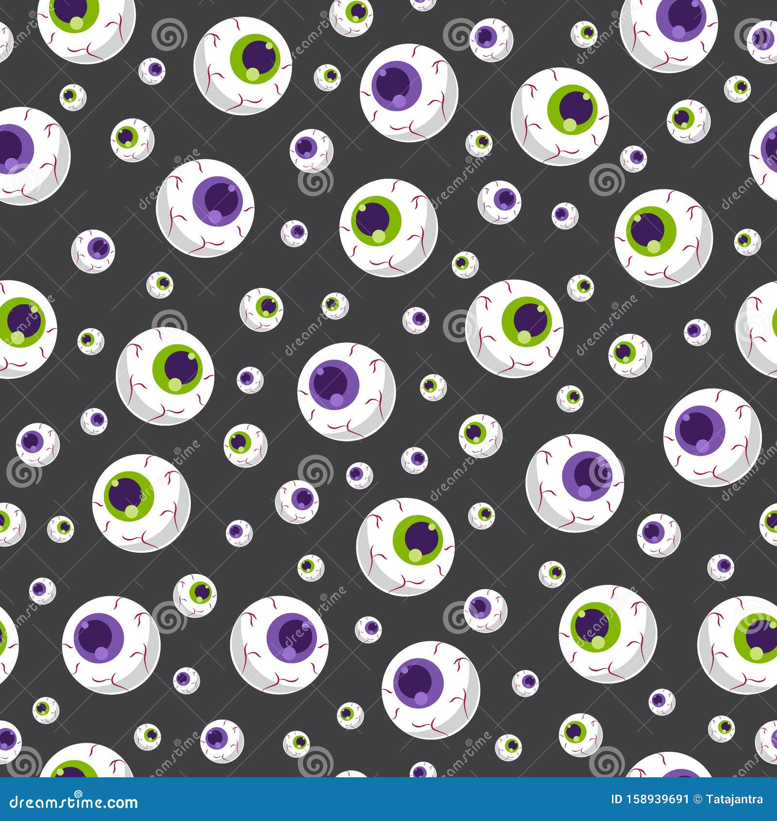 Halloween Eyeball Seamless Pattern on Black Background. Halloween Pattern Background Stock ...