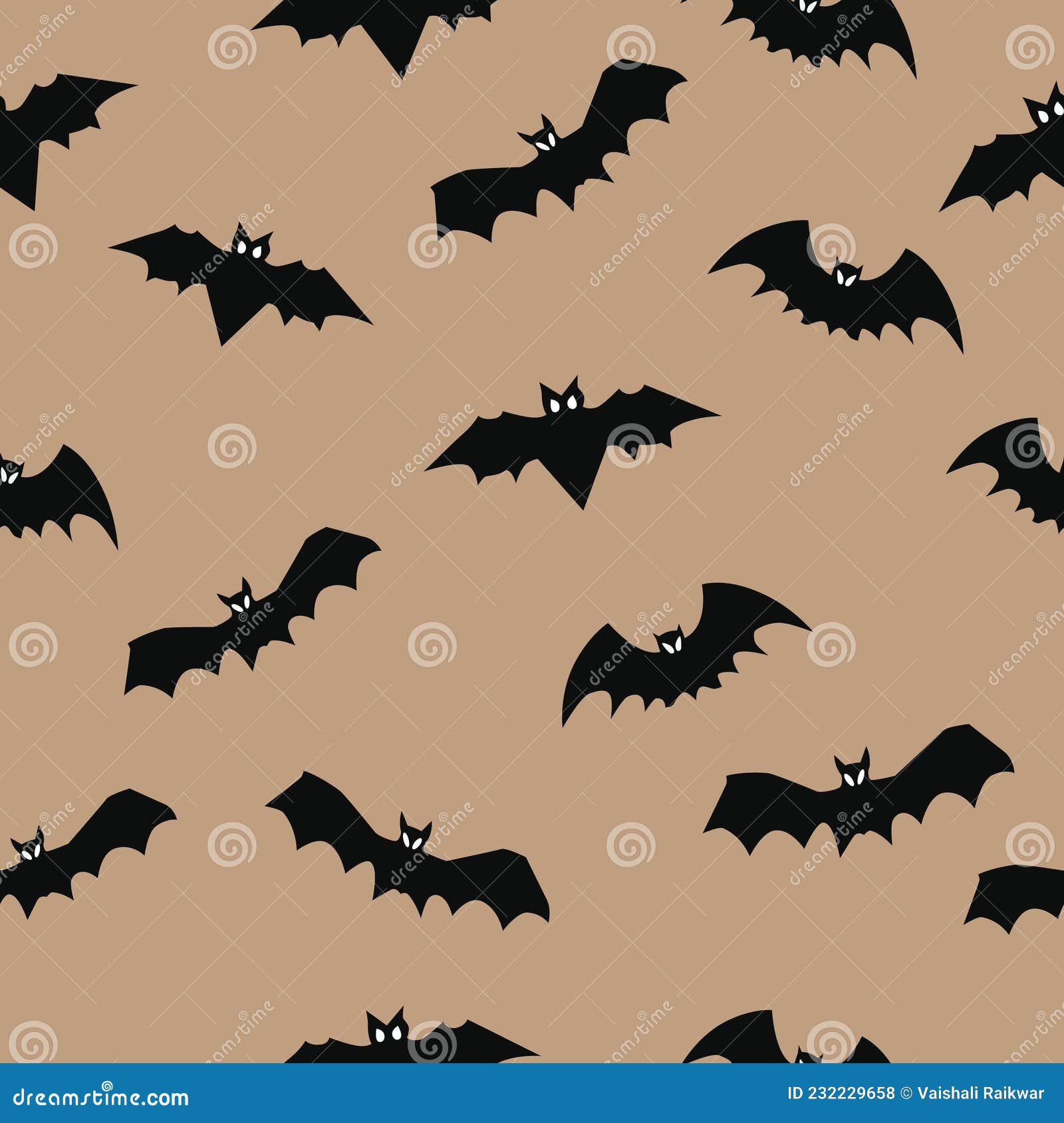 Halloween Flying Bat Vector Seamless Repeat Pattern. Stock Vector ...