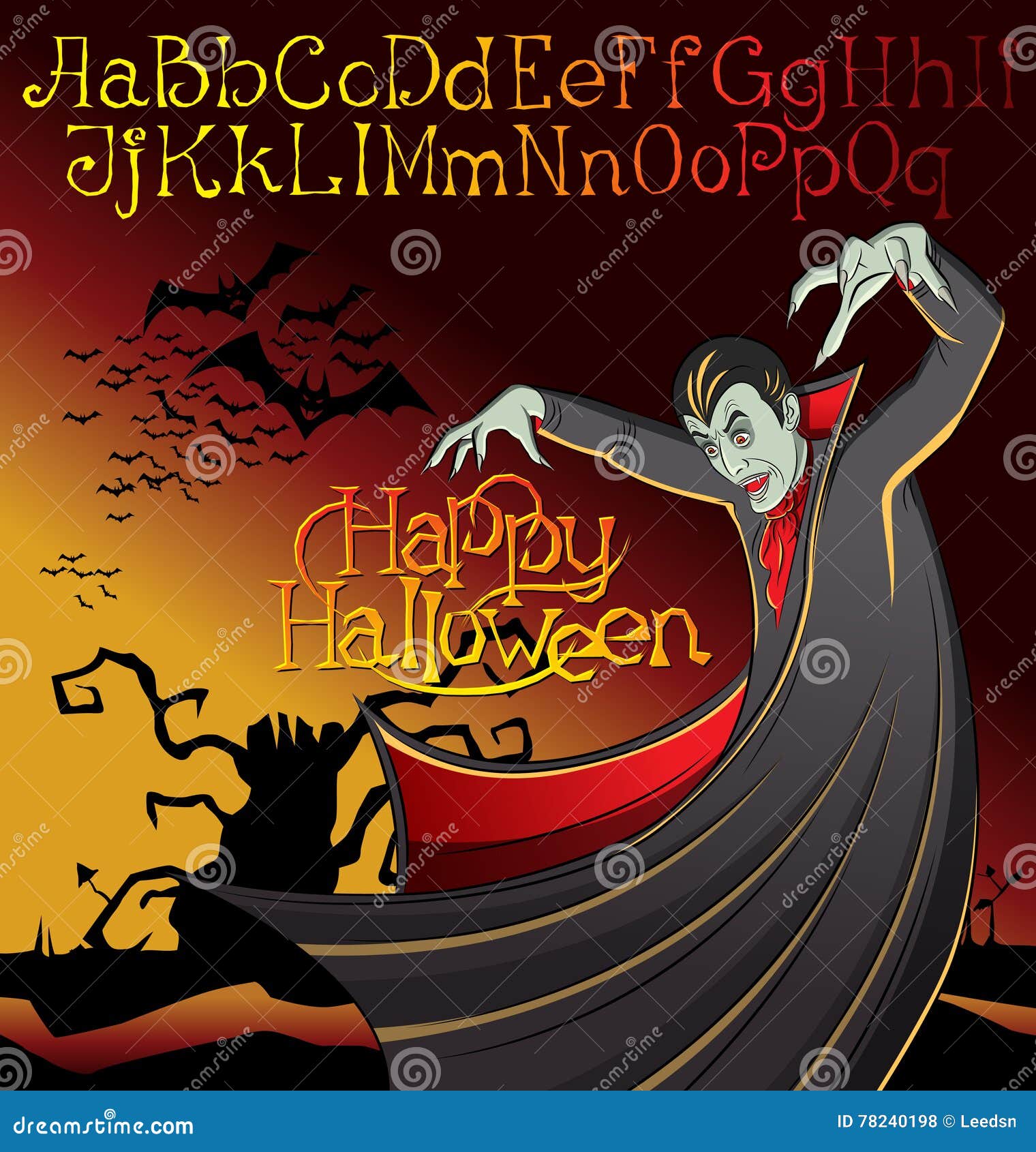 Vampire Font. Blood Letters. Halloween Vector Alphabet With Numbers And ...