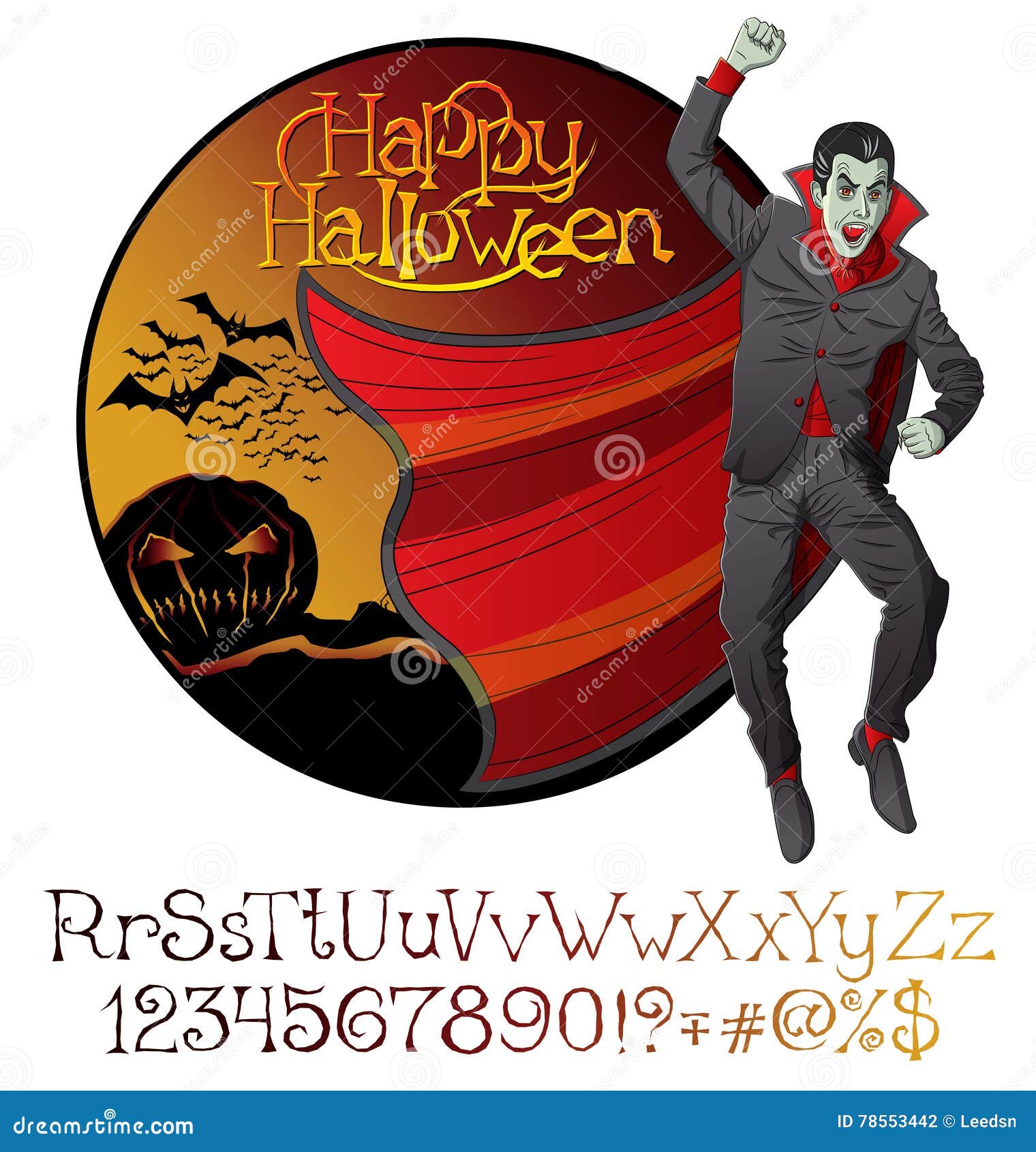 Vampire Font. Blood Letters. Halloween Vector Alphabet With Numbers And ...