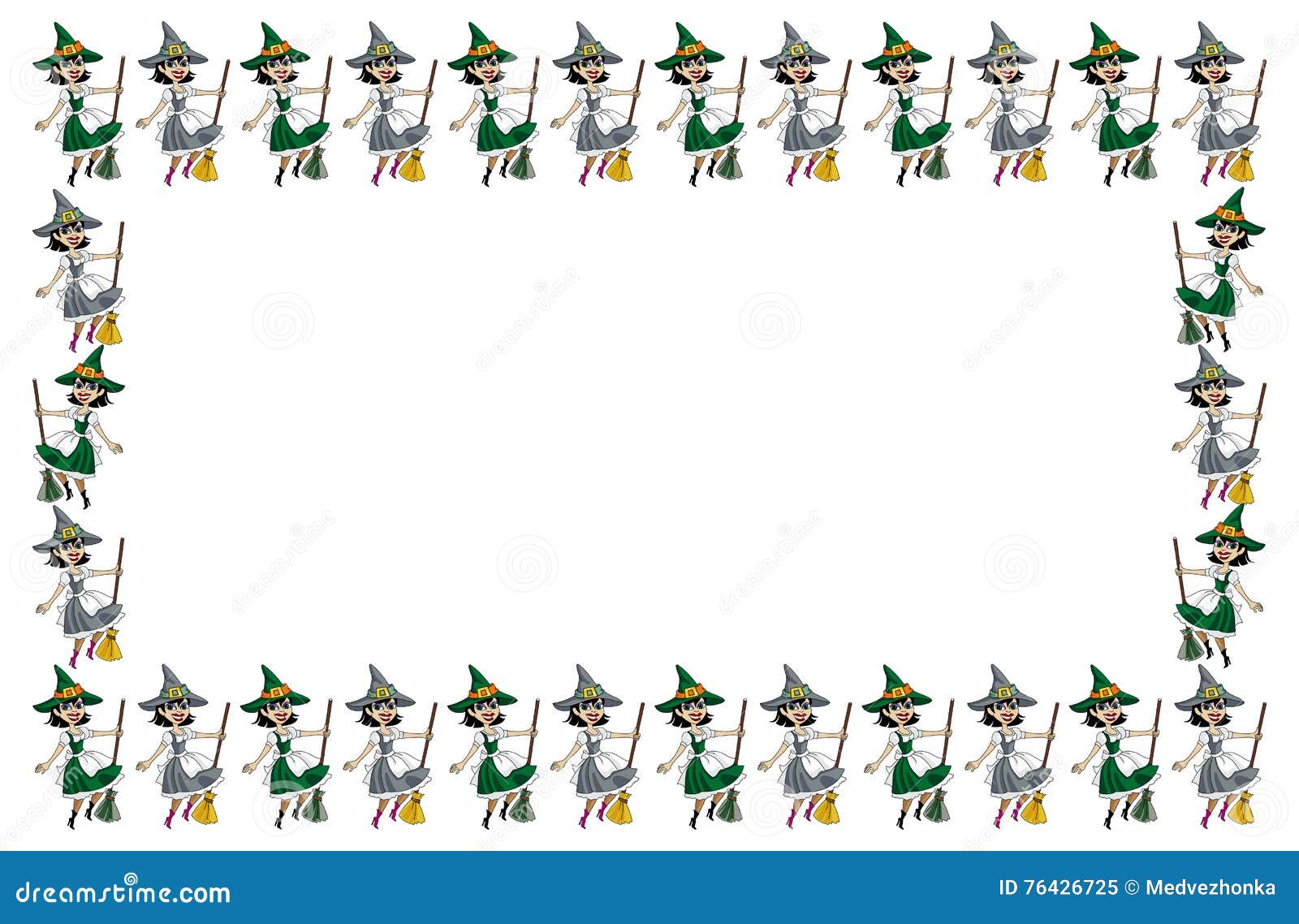 Halloween Frame with Cartoon Witch. Stock Illustration - Illustration ...