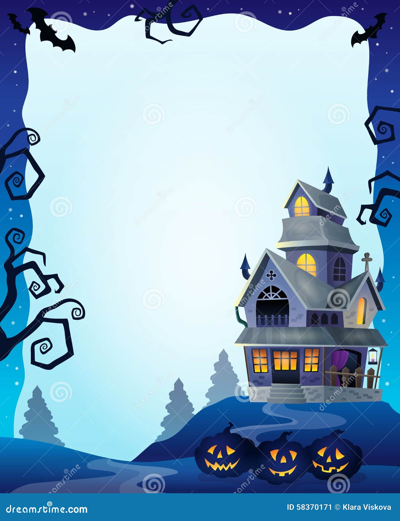 Halloween Frame with Haunted House 2 Stock Vector - Illustration of ...