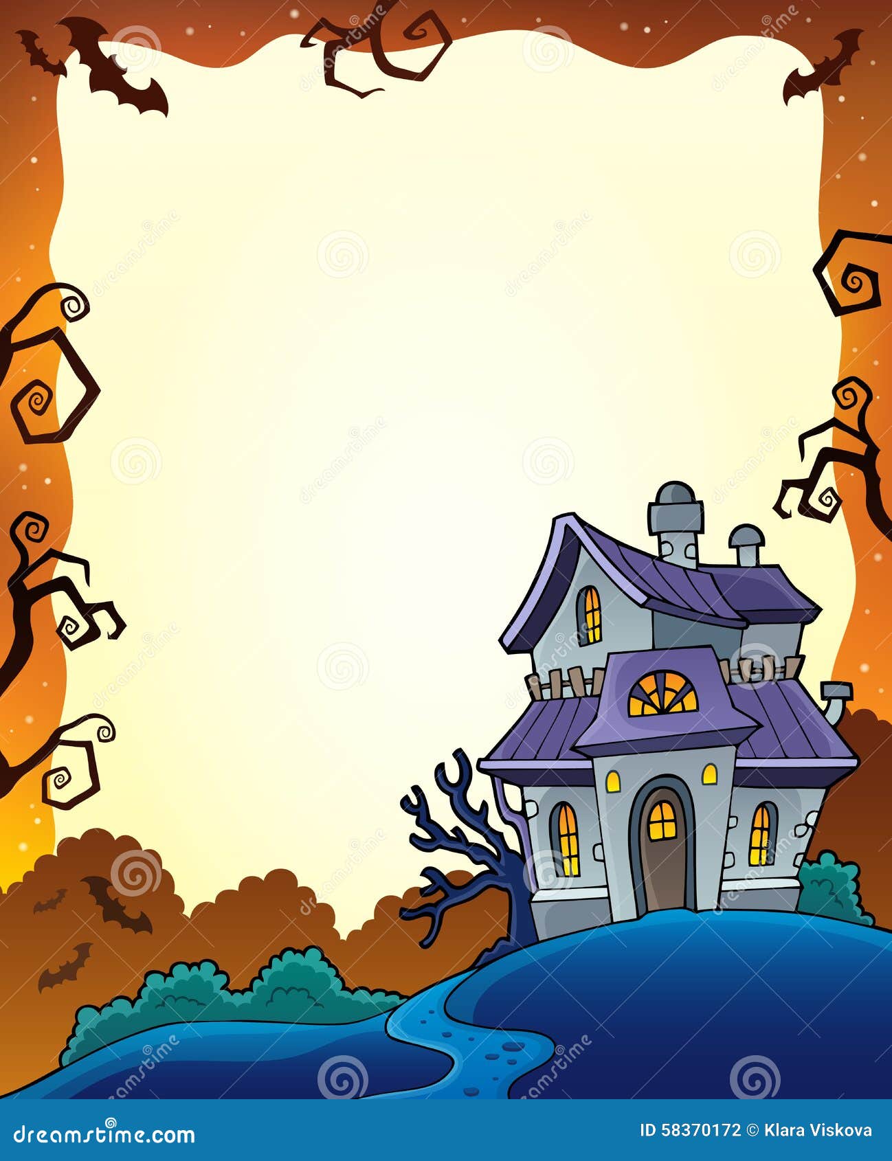 Halloween Frame with Haunted House 1 Stock Vector - Illustration of ...