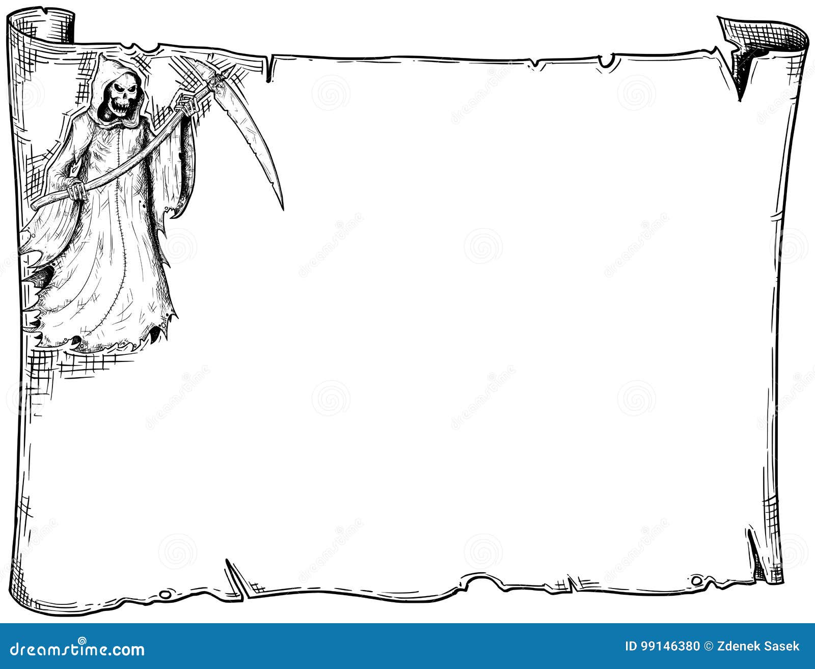 Halloween Frame Old Scroll Sheet with Grim Reaper Stock Vector ...