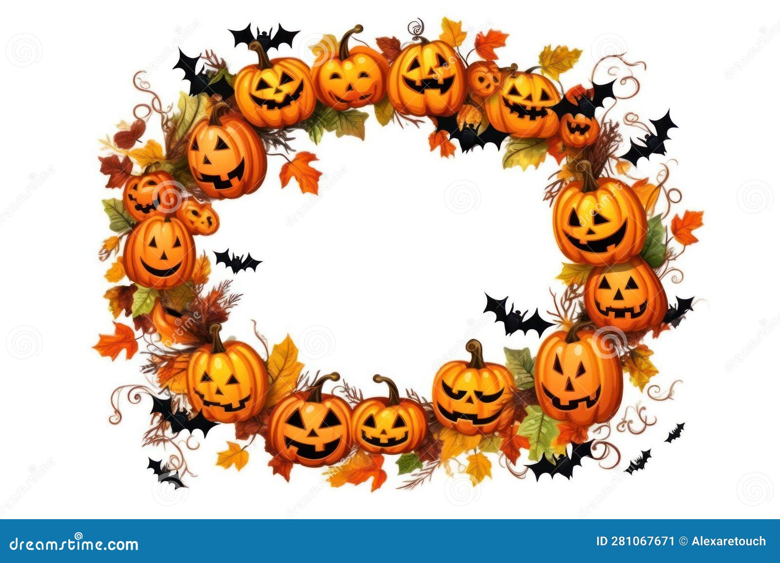 Halloween Frame Template with Copy Space for Text on White Background ...