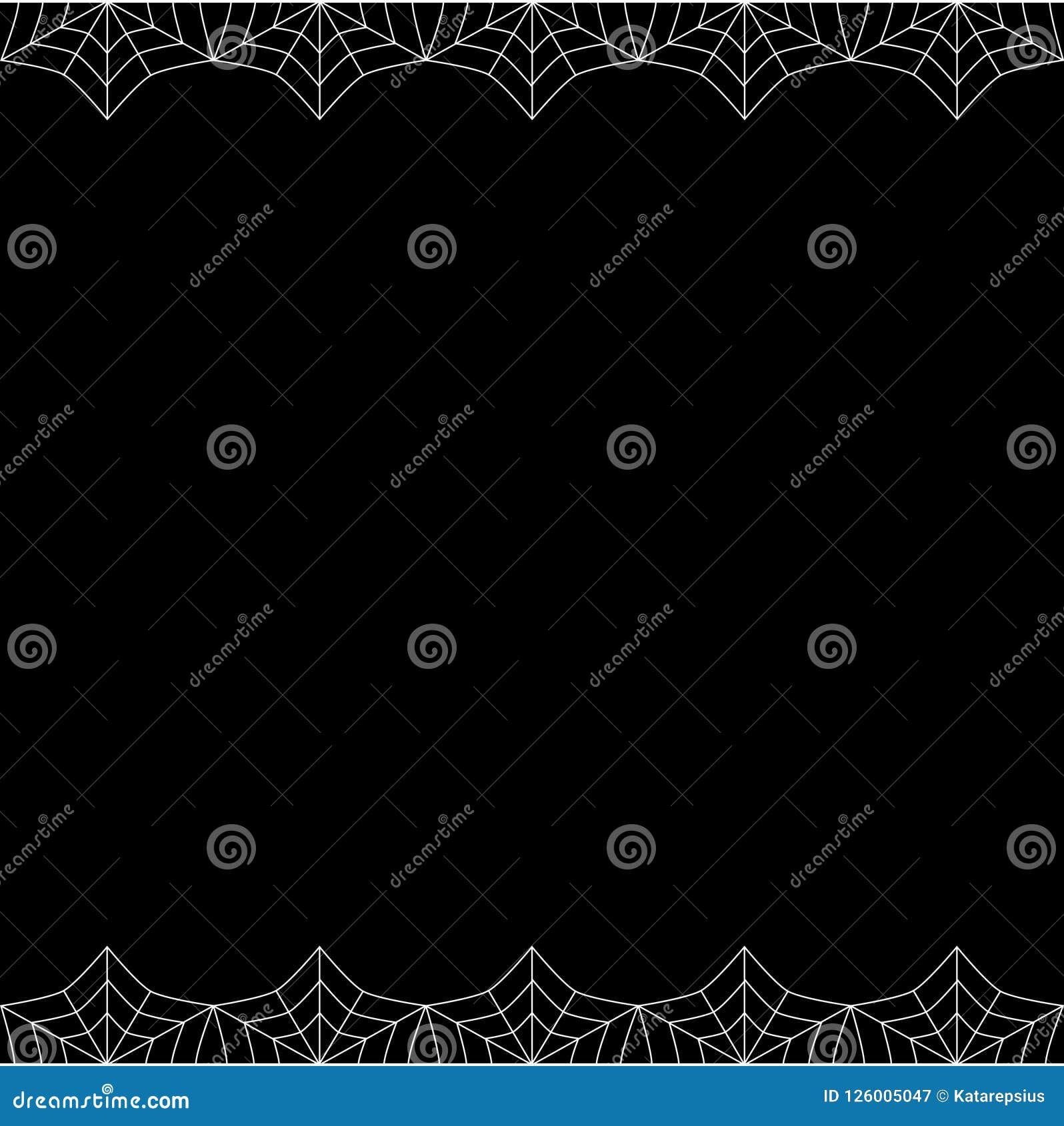 Halloween Double Spider Web Border on Black Background Isolated Stock ...