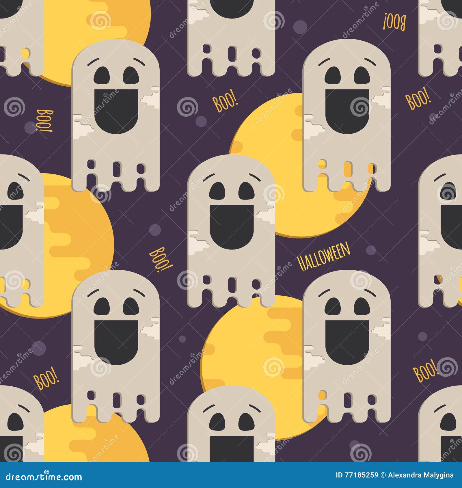 Halloween Funny Ghost Seamless Pattern Stock Vector - Illustration of ...