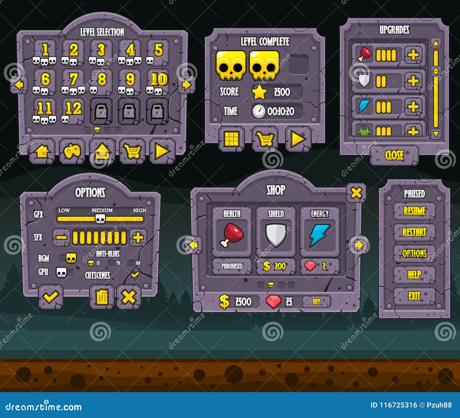 Halloween Game GUI Set stock vector. Illustration of cartoon - 116725316 Halloween Game GUI Set stock vector. Illustration of cartoon - 116725316