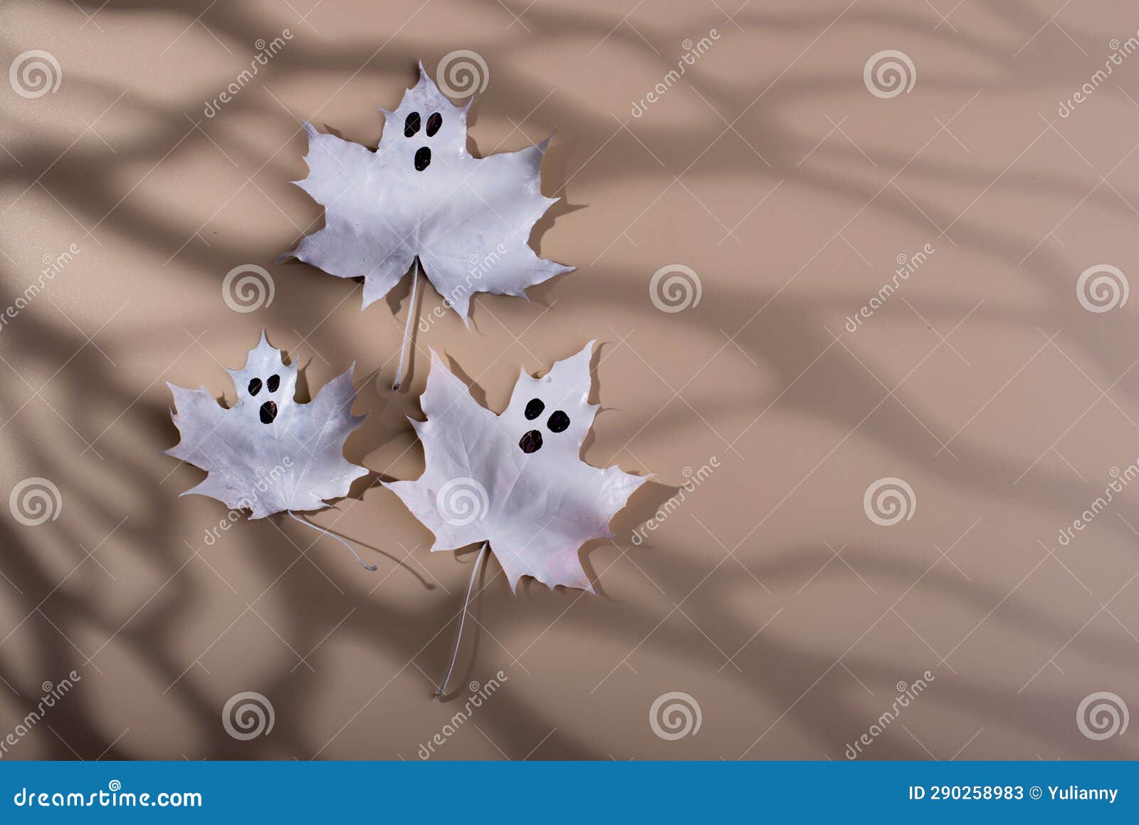 Halloween Ghost from Autumn Leaves Stock Image - Image of overhead ...