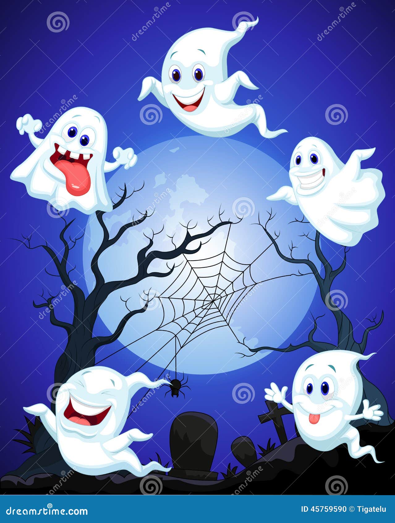 Ghost 30s Cartoon Mascot Character 40s, 50s, 60s Old Animation Style ...