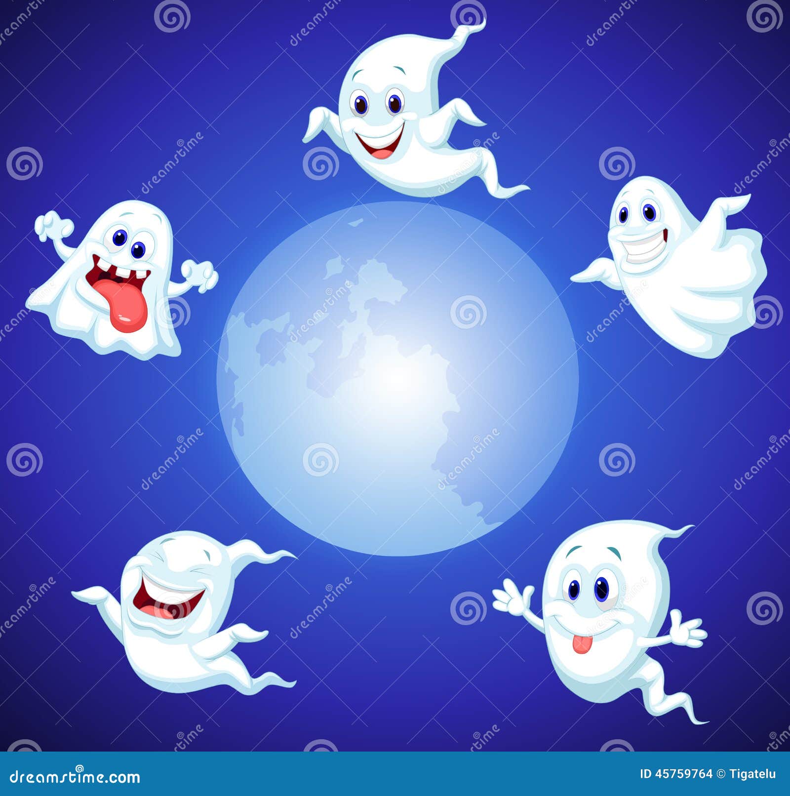 Halloween ghost cartoon stock vector. Illustration of scary - 45759764