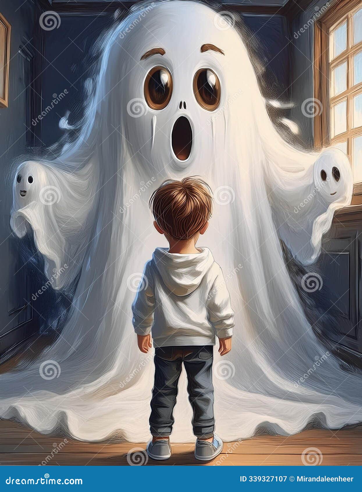Halloween Ghost and Child Cartoon Stock Image - Image of ghost, cartoon ...
