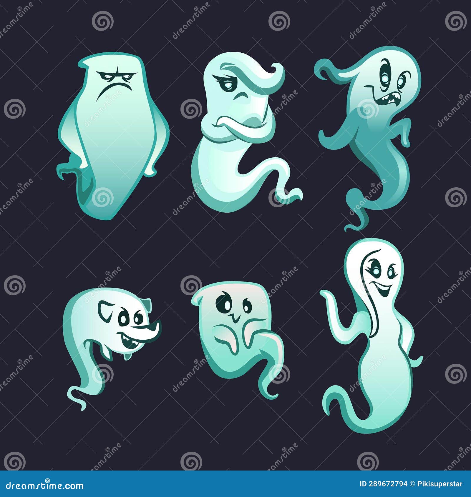 Halloween Ghost Collection Design Vector Illustration Stock Vector ...