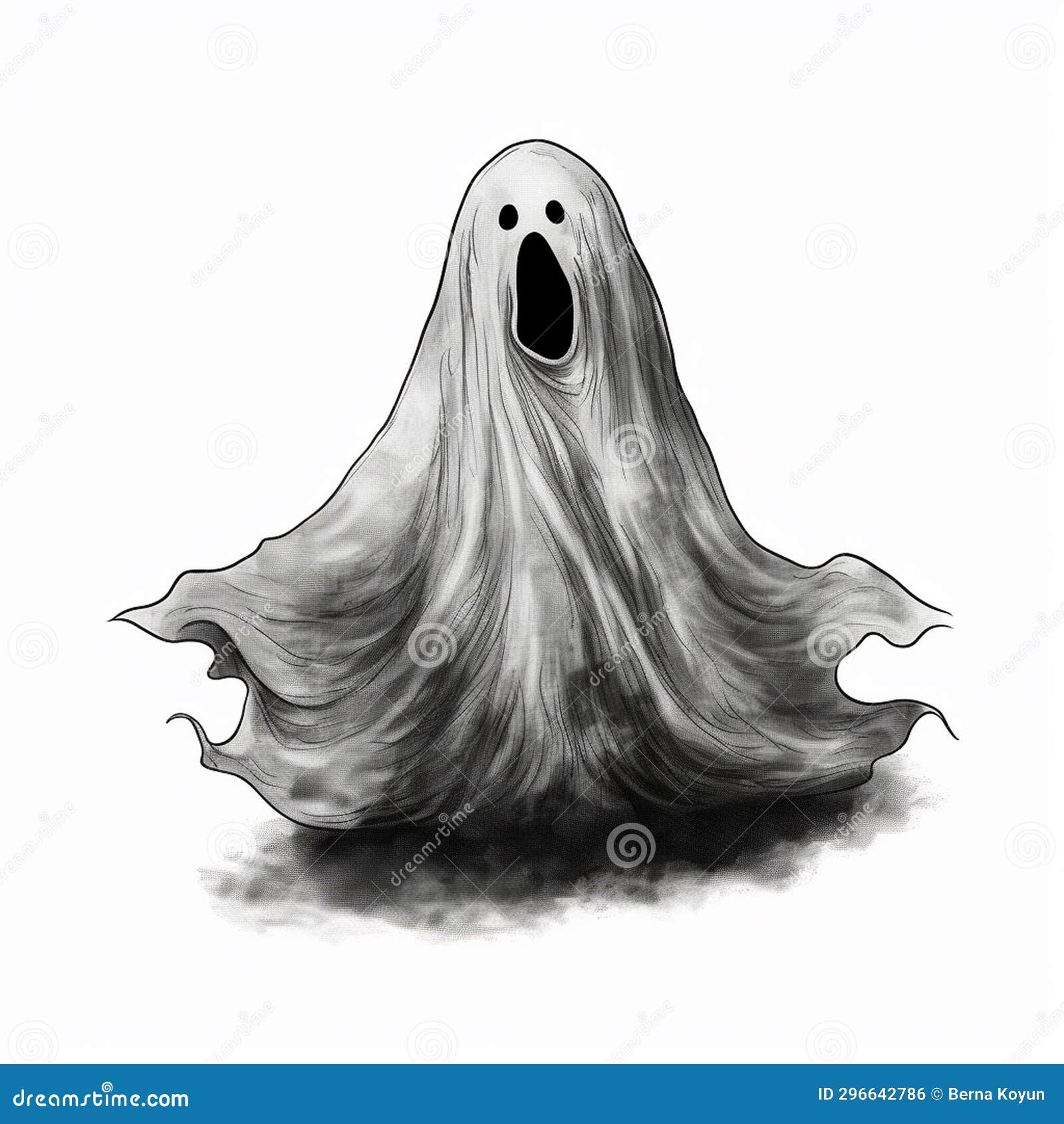 Halloween Ghost Coloring Page Stock Illustration - Illustration of ...