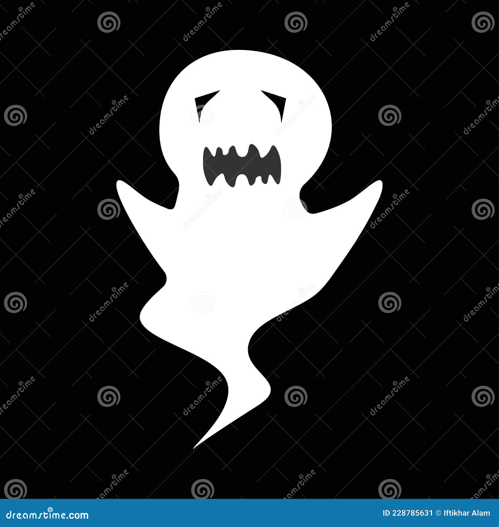 Halloween Ghost Design on a Black Background. Ghost with Abstract Shape ...