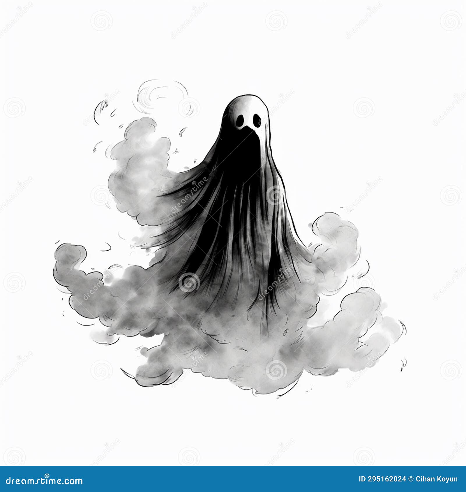 Halloween Ghost Drawing for Adults Stock Illustration - Illustration of ...