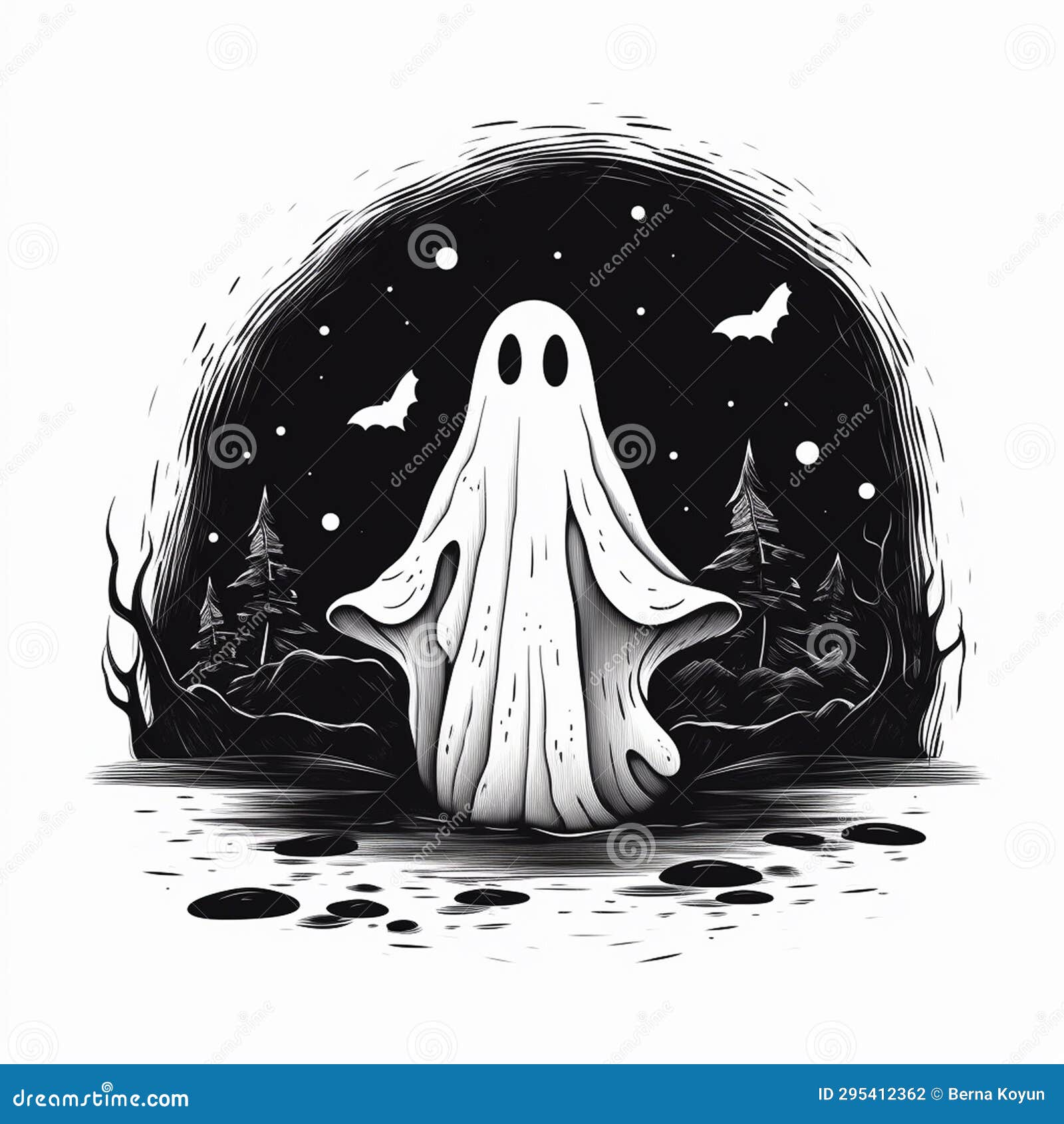 Halloween Ghost Drawing for Artist Inspiration Stock Illustration ...