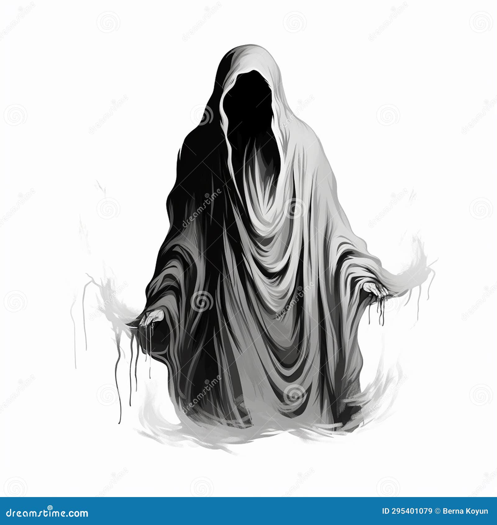 Halloween Ghost Drawing for Greeting Card Design Stock Illustration ...