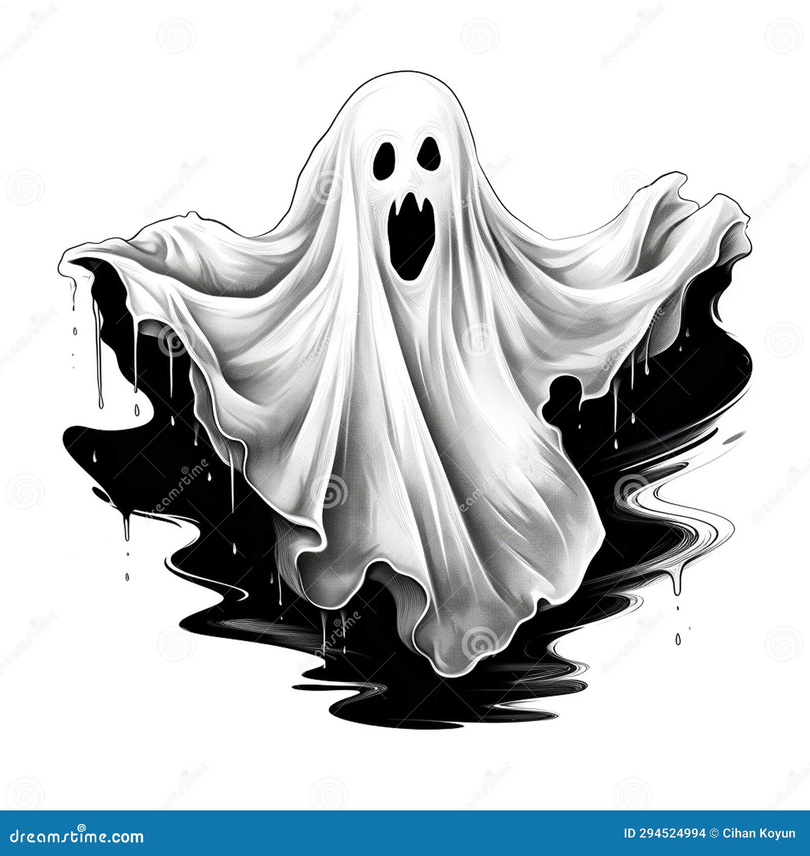 Halloween Ghost Drawing for Poster Design Stock Illustration ...