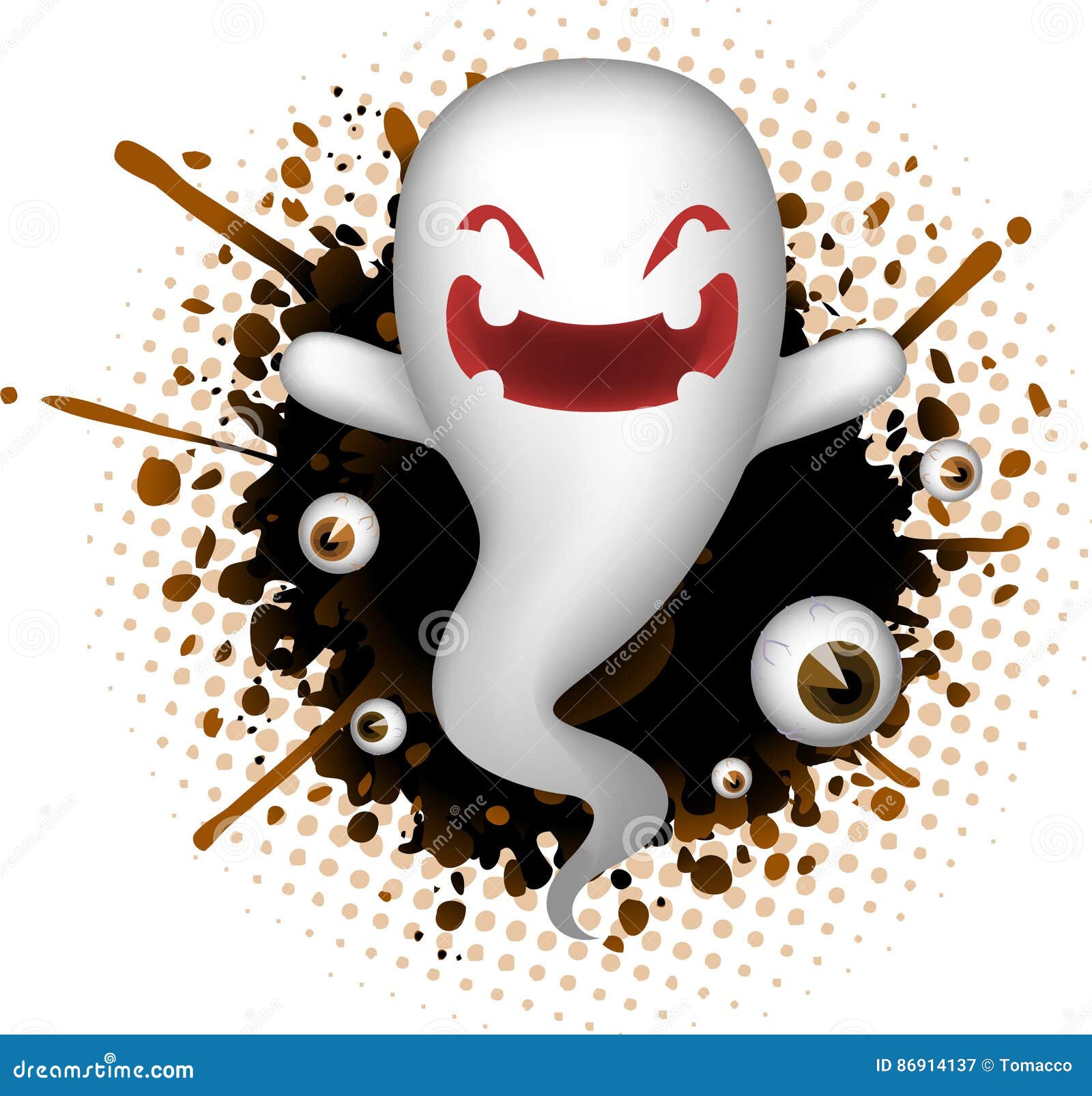 Halloween Ghost and Eyes Spooky Splash Stock Illustration ...