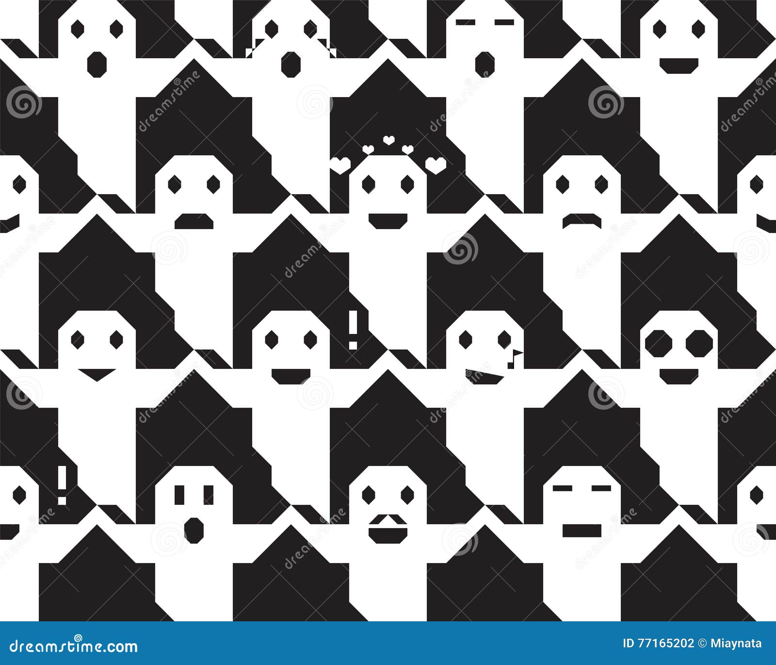 Halloween Ghost Face Vector Seamless Texture Stock Vector ...