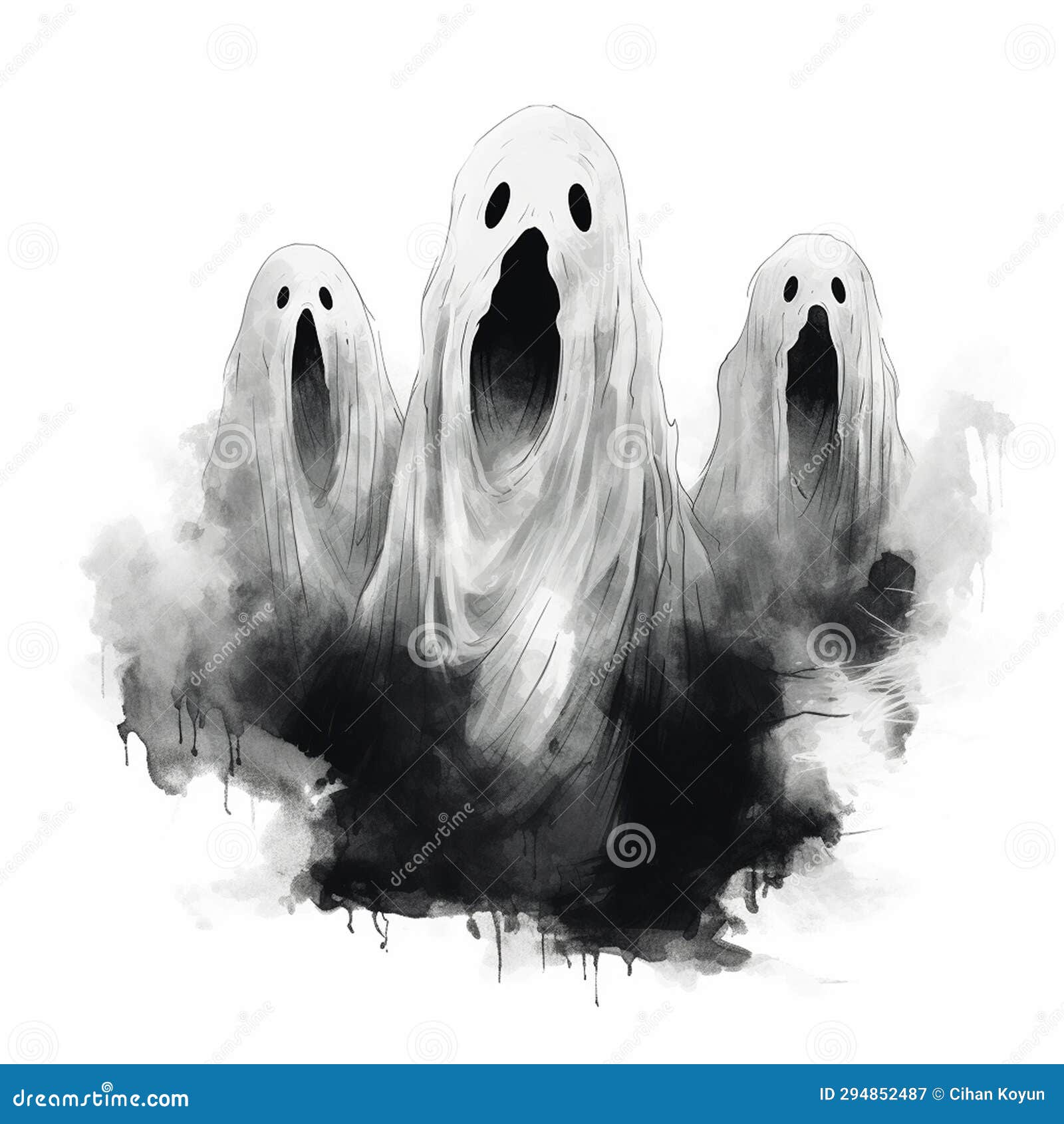 Halloween Ghost Greeting Card Stock Illustration - Illustration of ...
