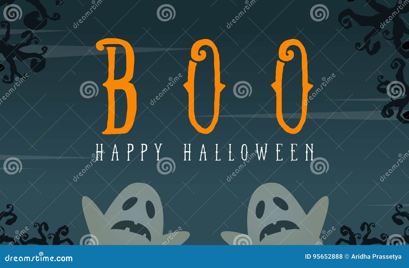 Halloween with Ghost Greeting Card Stock Vector - Illustration of ...