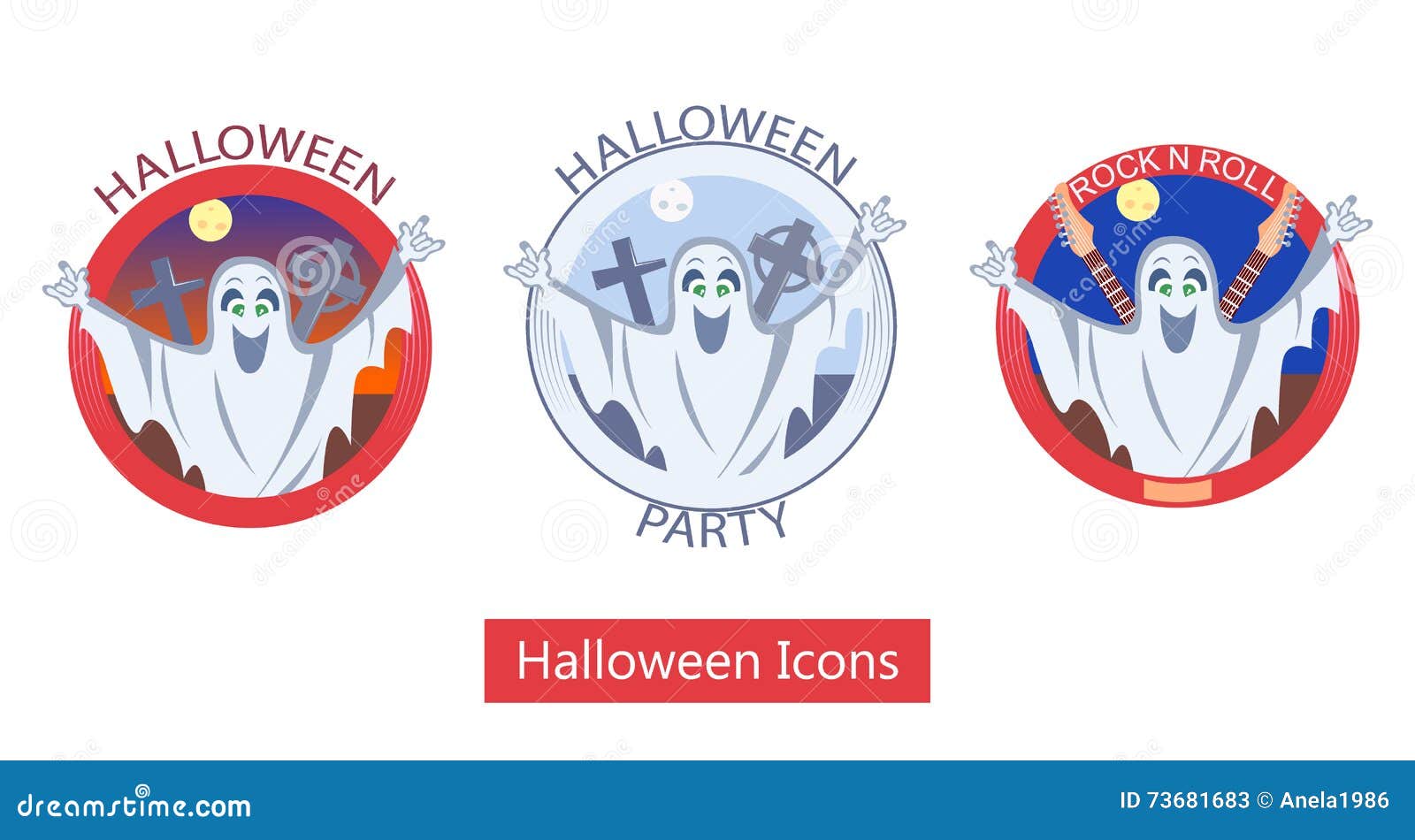 Halloween Ghost Icons stock vector. Illustration of humor - 73681683