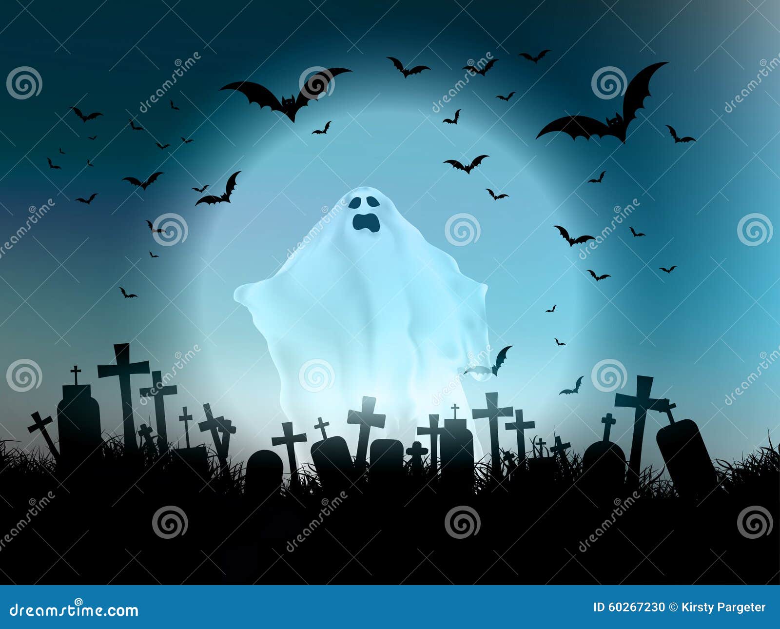 Halloween ghost landscape stock vector. Illustration of fall - 60267230