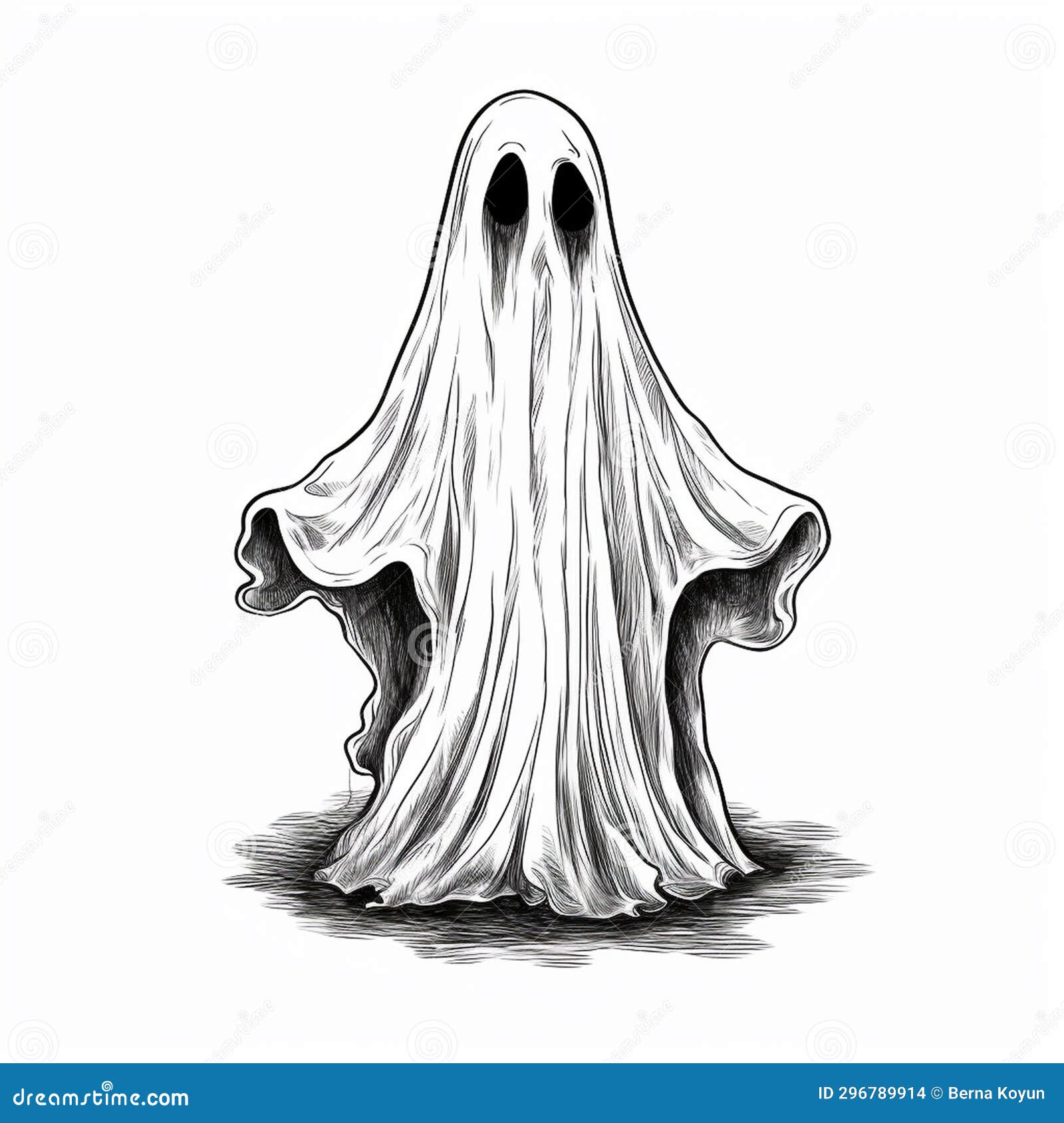 Halloween Ghost Line Art stock illustration. Illustration of suspiria ...