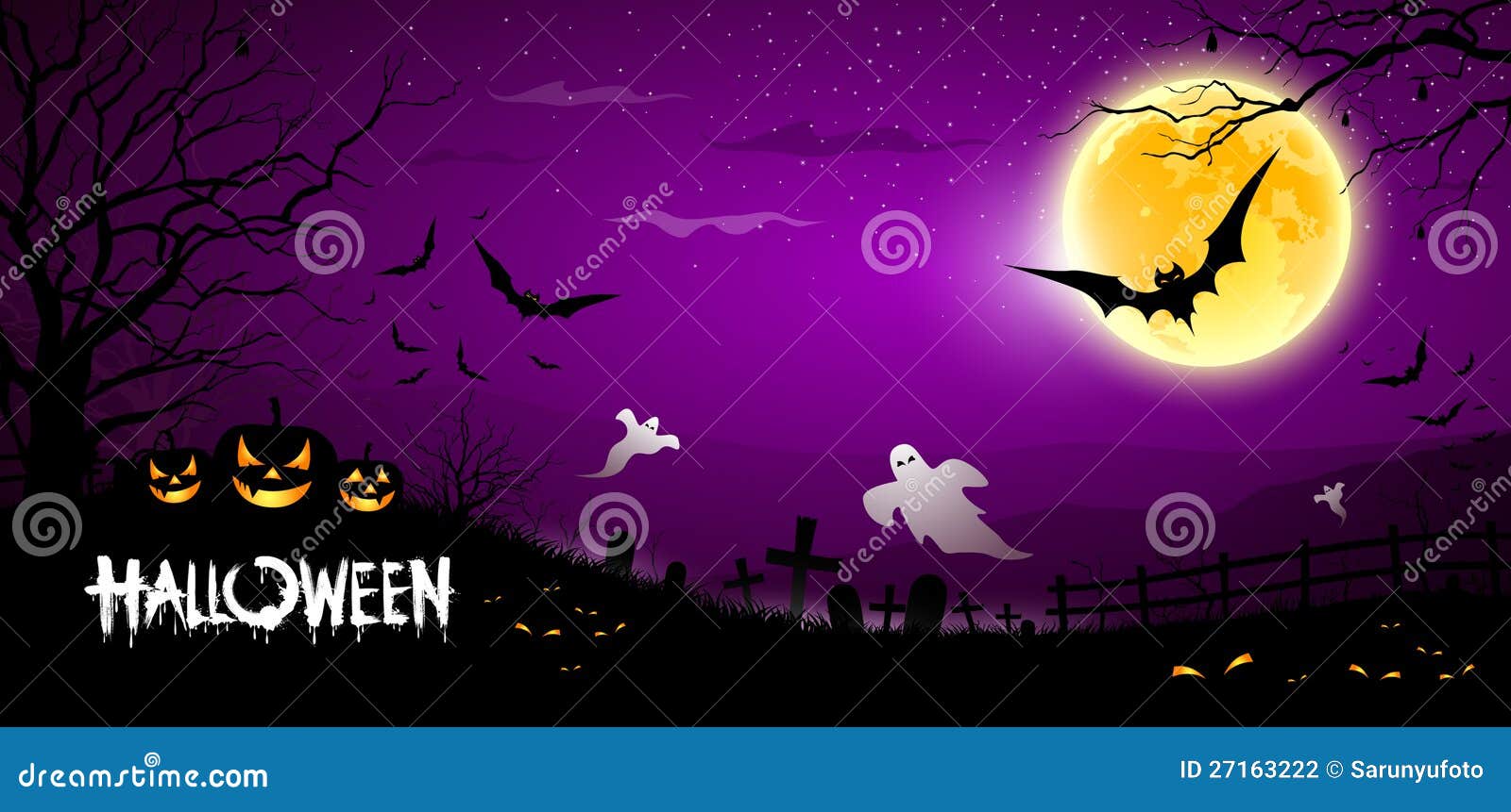 Halloween Ghost Scary Purple Background Stock Vector - Illustration of ...