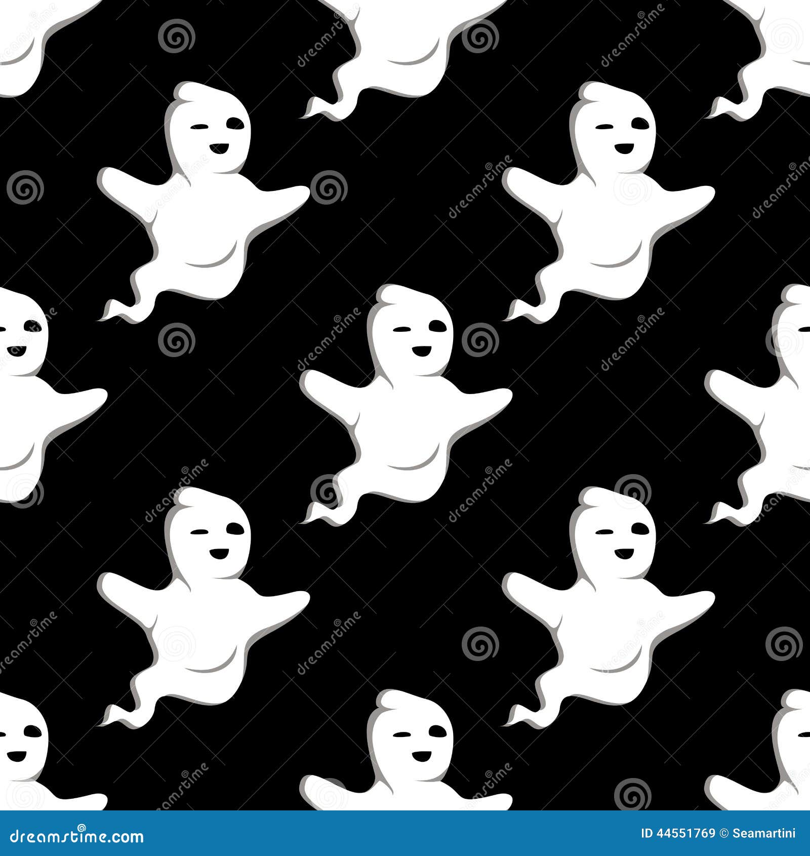 Halloween Ghost Seamless Pattern Stock Vector - Illustration of autumn ...