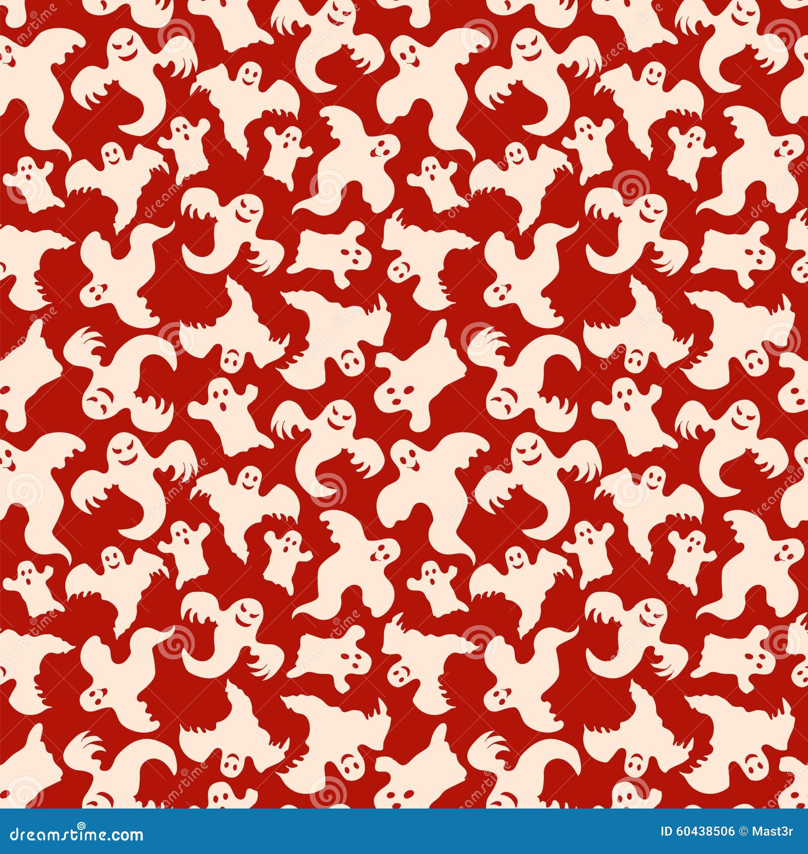 Halloween Ghost Seamless Pattern Red Background Stock Vector ...