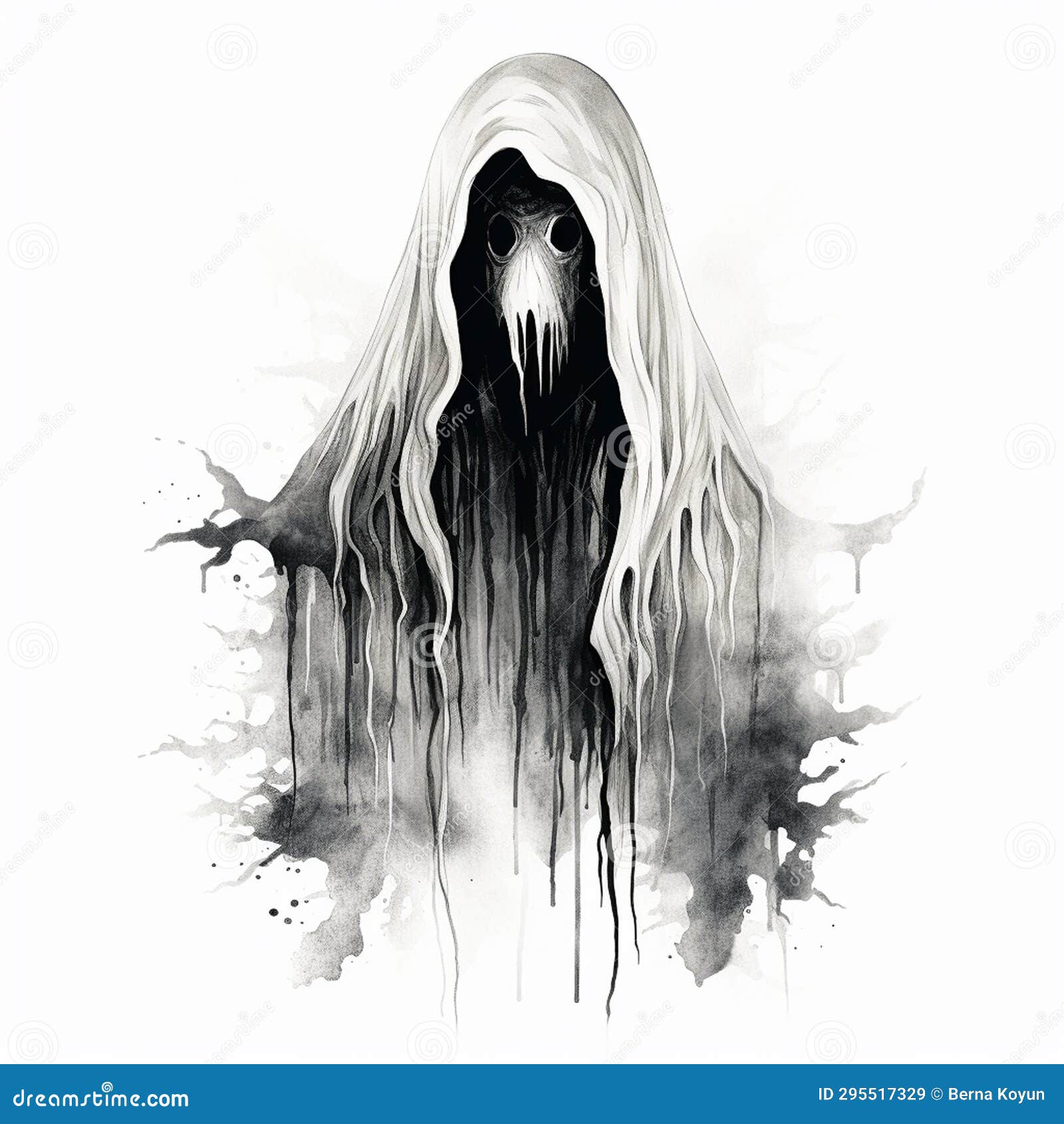 Halloween Ghost Sketch stock illustration. Illustration of ringu ...