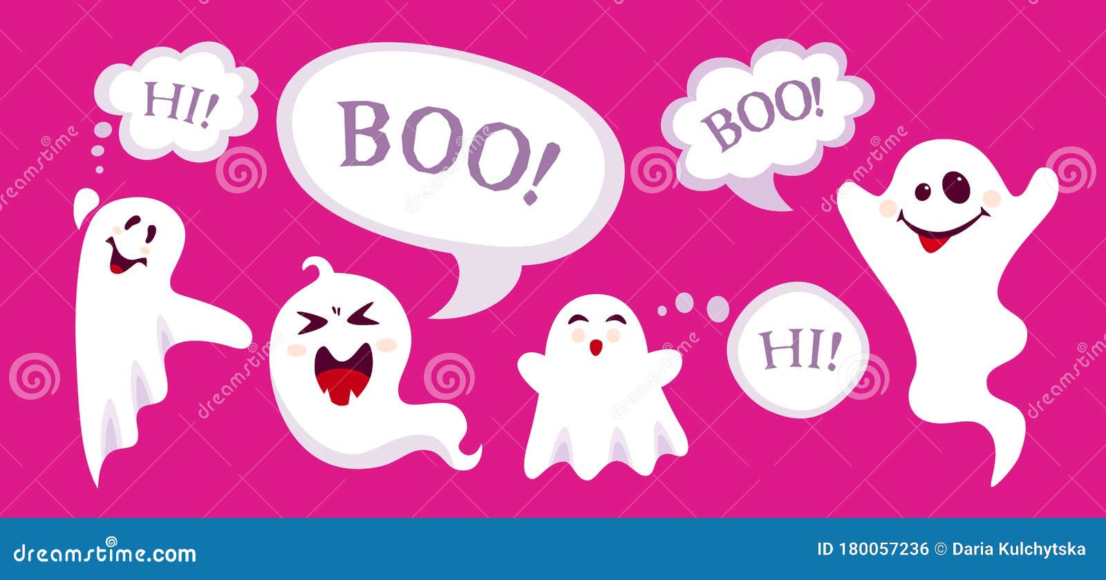 Halloween Ghost with Speech Bubble Cartoon Vector Stock Vector ...