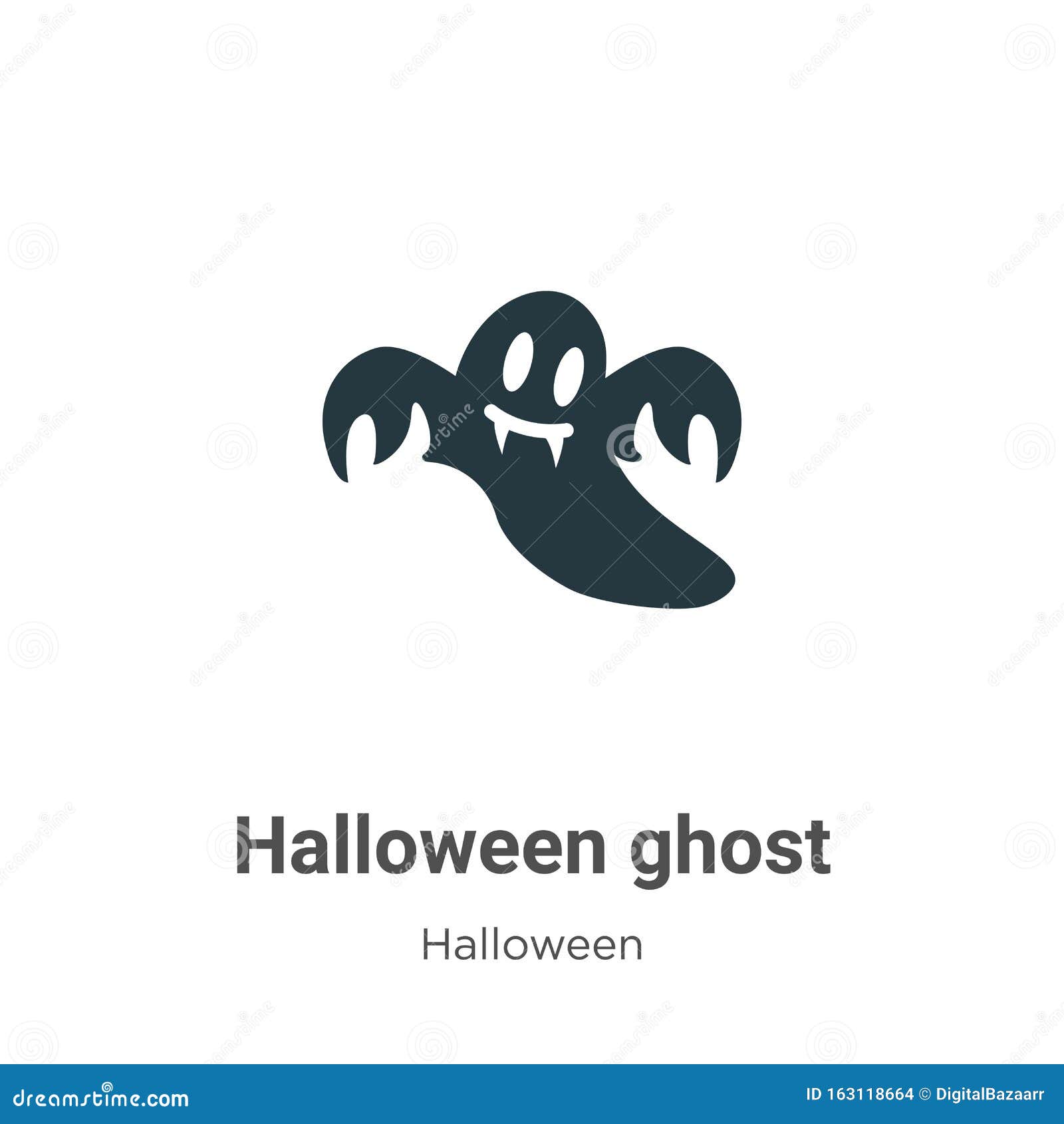Halloween Ghost Vector Icon on White Background. Flat Vector Halloween ...