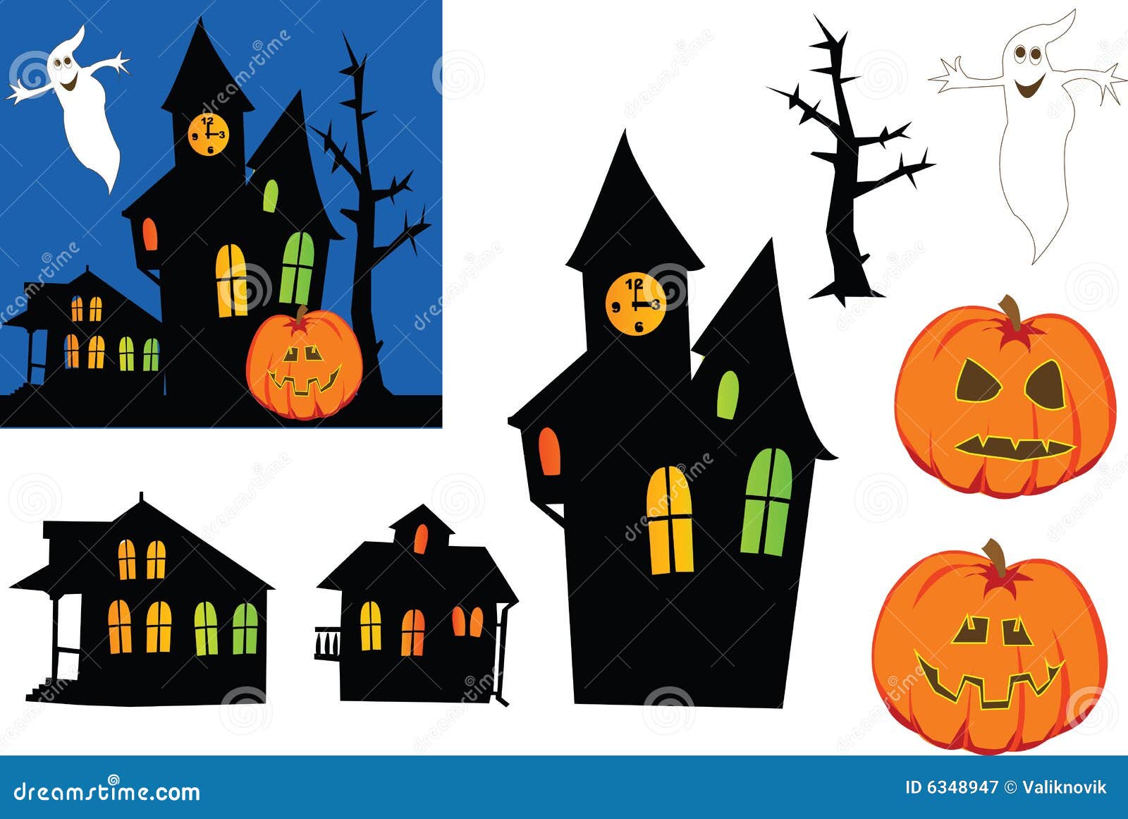 Halloween Ghosts. Ghostly Monster With Boo Scary Face Shape. Royalty ...