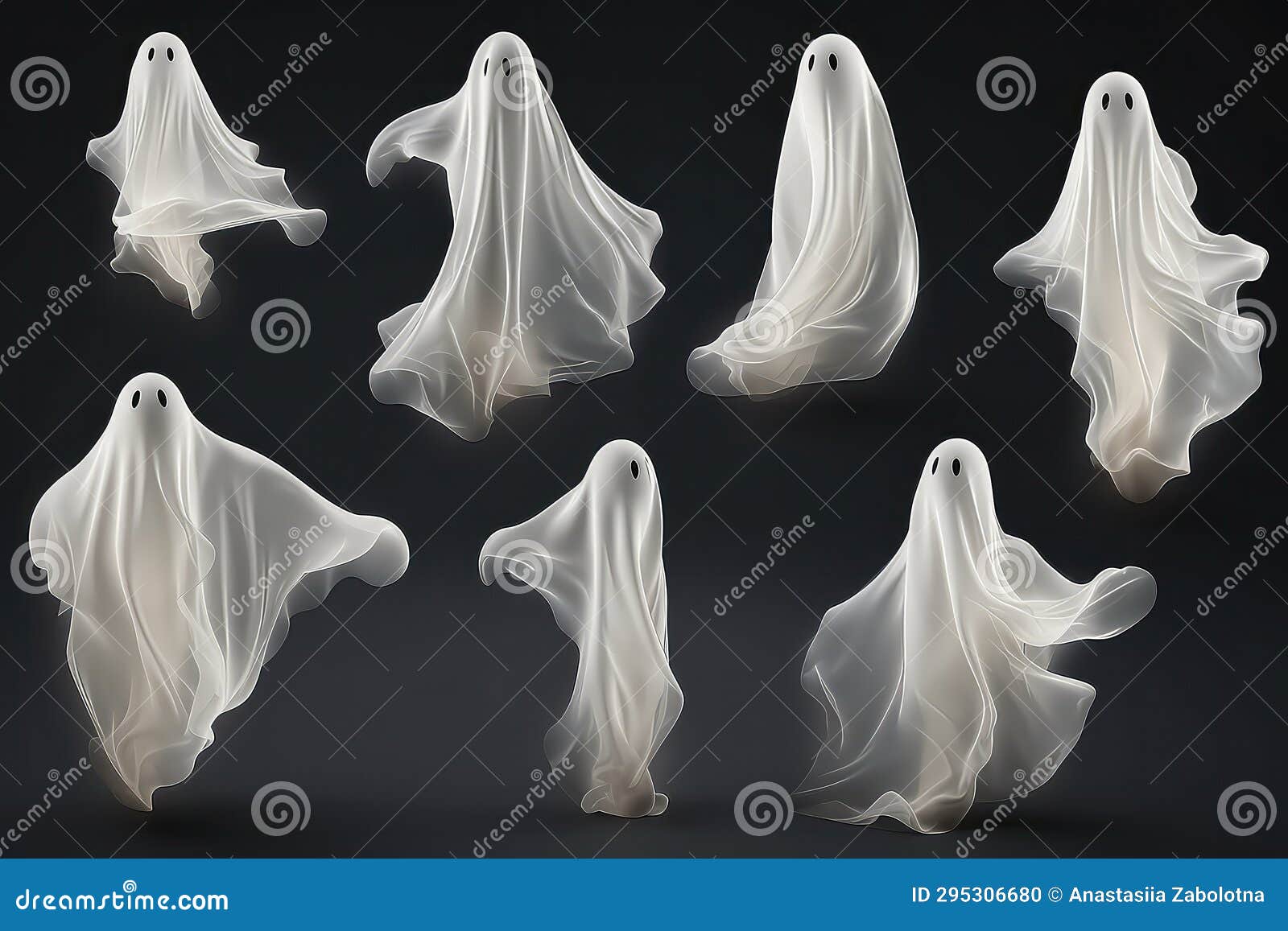 Halloween Ghosts on Background, Featuring Spirit Figures Stock ...
