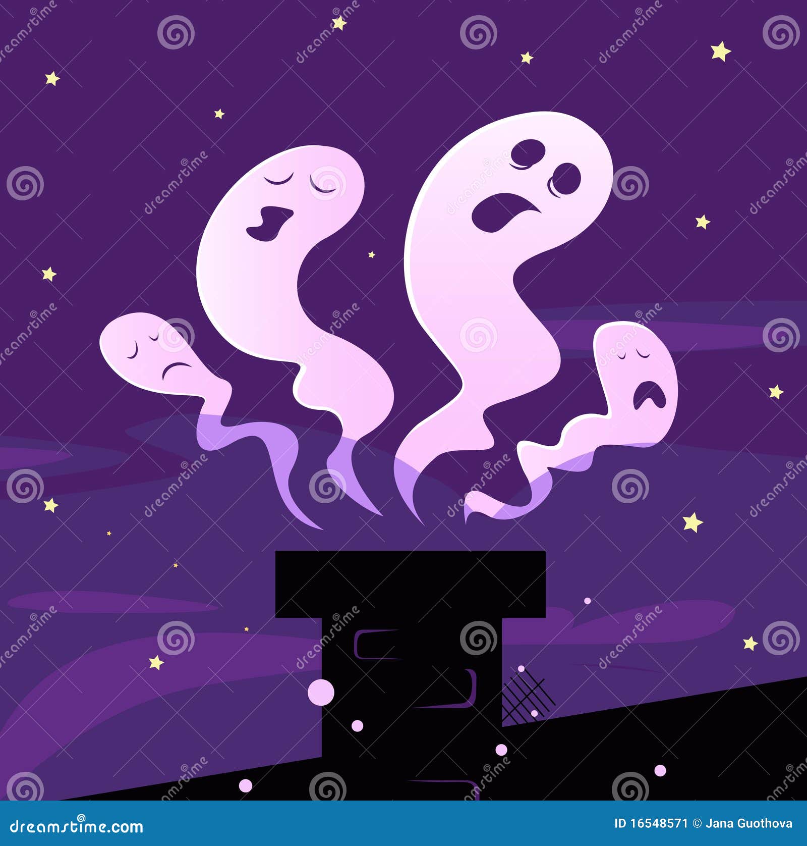 Halloween Ghosts Flying Around Chimney Stock Vector - Illustration of ...