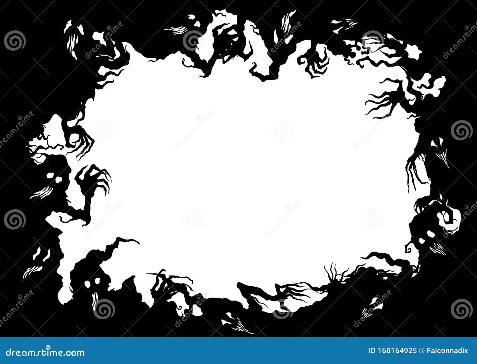 Halloween ghosts frame stock vector. Illustration of border - 160164925