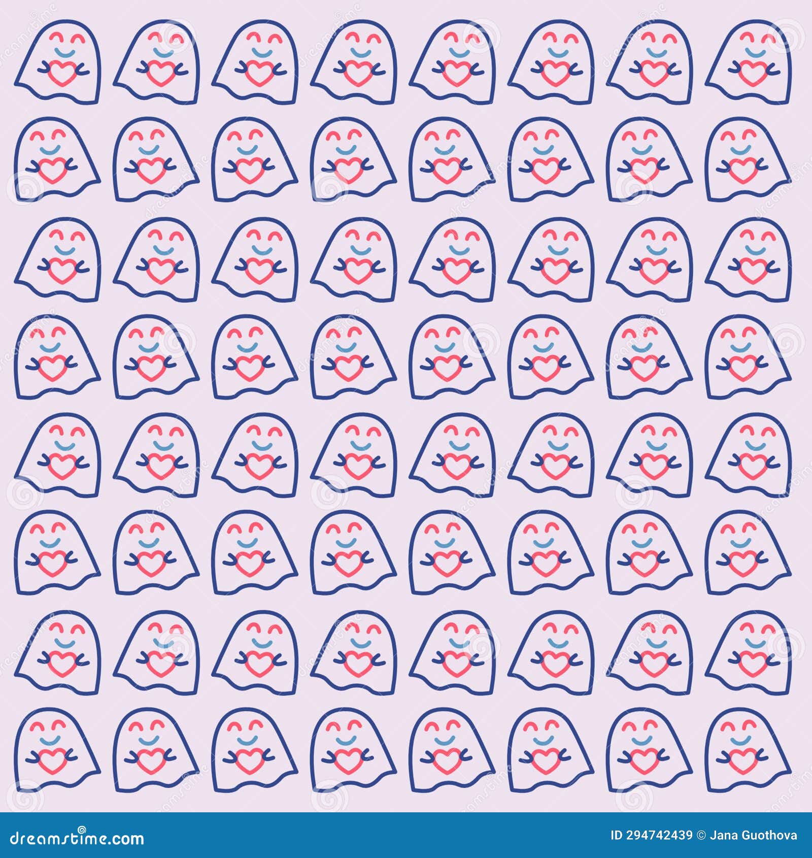 Halloween Ghosts with Hearts Pattern Texture Background Stock Vector ...