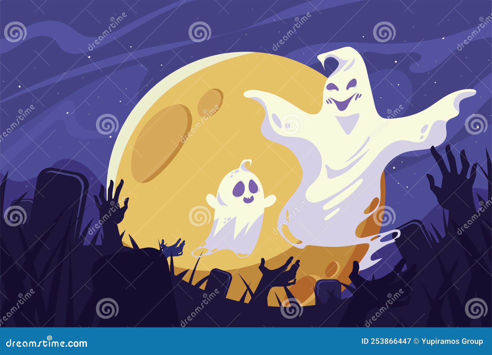 Halloween ghosts night stock vector. Illustration of autumn - 253866447