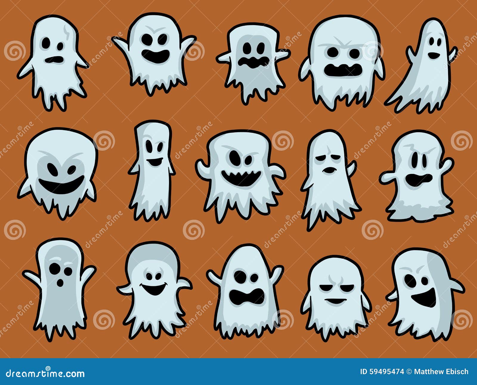 Halloween Ghosts. Ghostly Monster With Boo Scary Face Shape. Spooky ...