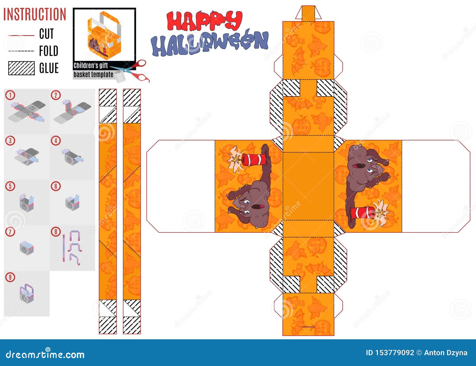Halloween Gift Box Print Template Monster Dynamite Stock Illustration ...