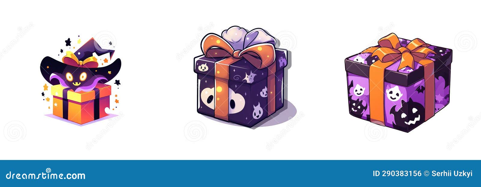 Halloween Gift Boxes Logo 2D AI Generated Stock Photo - Image of spooky ...
