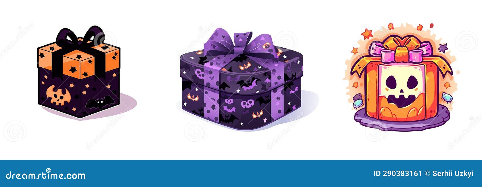 Halloween Gift Boxes Logo 2D Stock Image - Image of gifting, packages ...