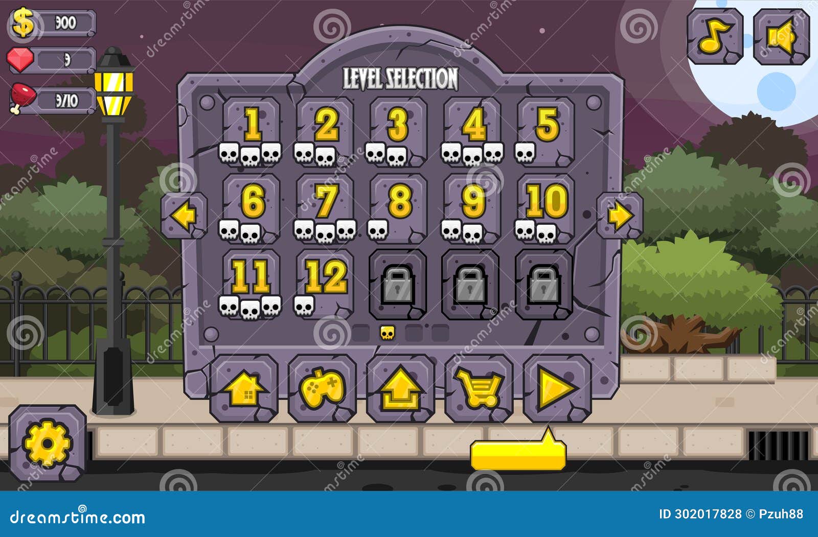 Halloween Graveyard Video Game User Interface Editorial Stock Photo ...