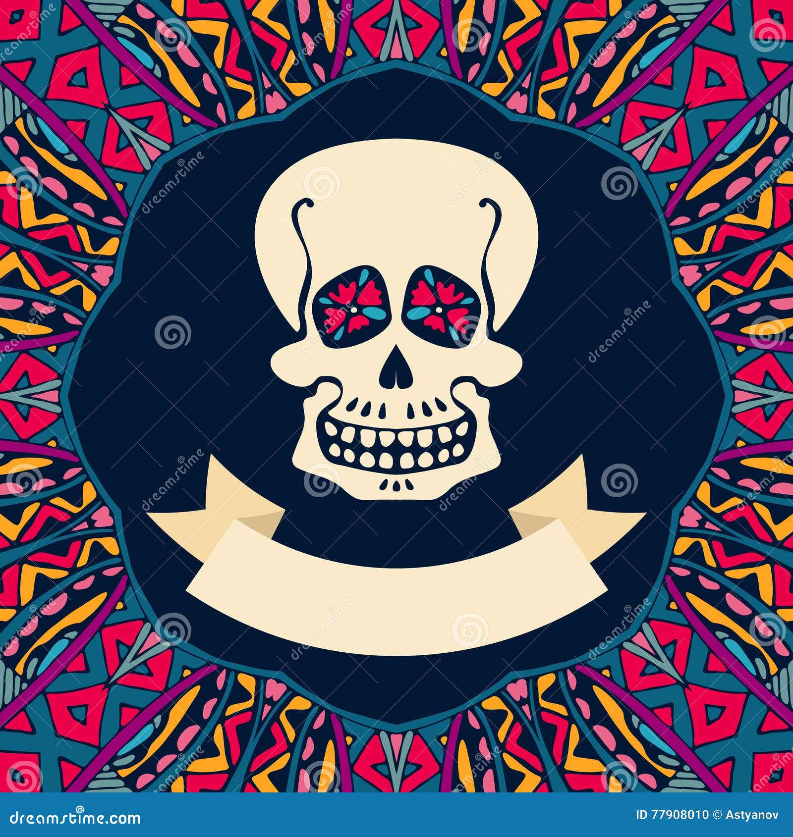 Skull Poster Background Vector Illustration | CartoonDealer.com #9686220